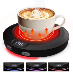 MXMZHXU Mug Warmer, 30W Coffee Mug Warmer with 3 Temp Setting & Ambient Light, 2-12 Timer Smart Cup Warmer for Desk Candle Warmer Plate for Beverage Coffee Tea Milk