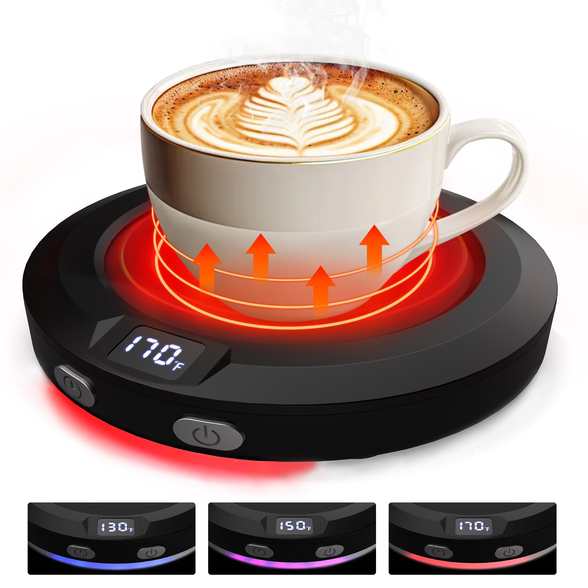 MXMZHXU Mug Warmer, 30W Coffee Mug Warmer with 3 Temp Setting & Ambient Light, 2-12 Timer Smart Cup Warmer for Desk Candle Warmer Plate for Beverage Coffee Tea Milk