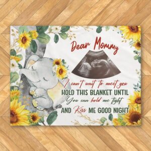 Gearpenguin Personalized Ultrasound Photo Blanket, Baby Elephant Dear Mommy Blanket, New Mom Gift, 1st Mother's Day Expecting Mum Gifts, Custom Sonogram Baby Picture Fleece Blanket, Gift for Newborn