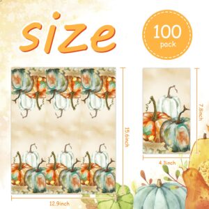 ​Quera 100 Pack Fall Guest Napkins Watercolor Pumpkin Autumn Paper Hand towels Thanksgiving Party Supplies Disposable Bar Napkins for Thanksgiving Party, Engagement, Baby Shower, Celebration Party