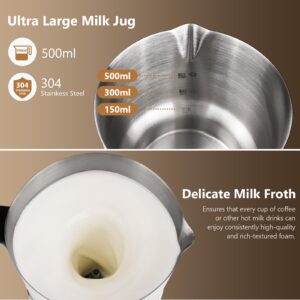 Milk Frother and Steamer, 4-in-1 Detachable Milk Frother, Automatic Hot & Cold Foam Maker and Milk Warmer, 17 oz/500 ml, Knob Control, Dishwasher Safe for Latte, Cappuccino, Hot Chocolate