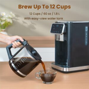 Gevi 12 Cup Programmable Drip Coffee Maker with Touch Screen, Fast and Strong Brew, Auto Shut-Off, 4-Hour Keep Warm Plate, Iced Coffee Option, Anti-Drip System, Permanent Filter