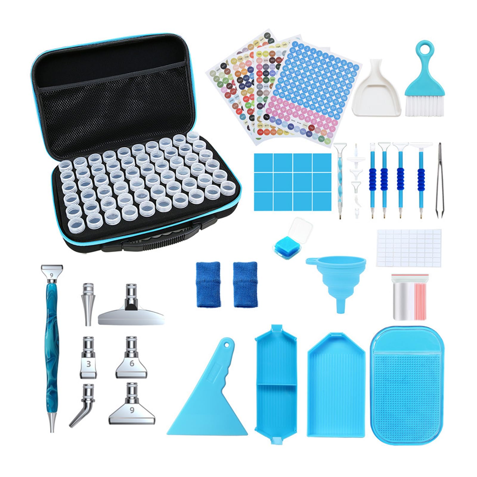 Partslety Storage Containers, 60 Slots Kits Accessories and Tools Portable Organizer Case for 5D Diamond Beads Jewelry Ring Blue60 Bottle Storage Bag