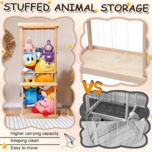 Upgrade Stuffed Animal Storage, Stuffed Animal Storage Zoo with Bottom, Wooden Stuffed Animal Storage, Large Stuffed Animal Cage, Gift for Playroom, Bedroom, Living Room