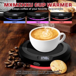 MXMZHXU Mug Warmer, 30W Coffee Mug Warmer with 3 Temp Setting & Ambient Light, 2-12 Timer Smart Cup Warmer for Desk Candle Warmer Plate for Beverage Coffee Tea Milk