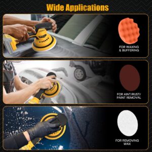 Cordless Car Buffer Polisher for Dewalt 20V Max Battery(NO Battery),6 In Brushless Buffer Polisher Kit , 6 Variable Speed 5500RPM Orbital Polisher for Car Detailing Waxing,14PCS Polishing Accessories