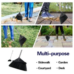 XXFLOWER Heavy Duty Broom with 55" Long Handle,Outdoor Broom for Sweeping,Household Angle Broom for Garages,Courtyard,Sidewalks(Black)