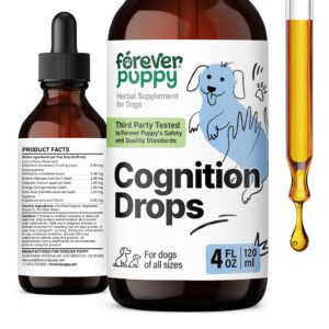 cognition drops for dogs - lion's mane mushroom supplement for dogs - brain health support w/ginkgo biloba - cognitive drops w/ashwagandha root - dog mushroom supplements for focus & clarity - 4 oz