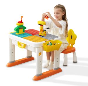 kub kids activity table building blocks table and chair set kids play table water and sand table learning play table for boys girls 3 4 5-10 years old