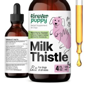 milk thistle for dogs - liver supplements for dogs w/milk thistle liquid extract - herbal liver support drops for large medium small dogs - vegan dog vitamins and supplements w/silymarin - 4 oz