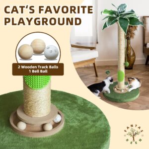 Cat Scratching Post 35'' Cat Scratcher Tall Scratching Posts for Indoor Cats with Cat Toy and Interactive Ball Self Groomer for Kittens Adults Cats