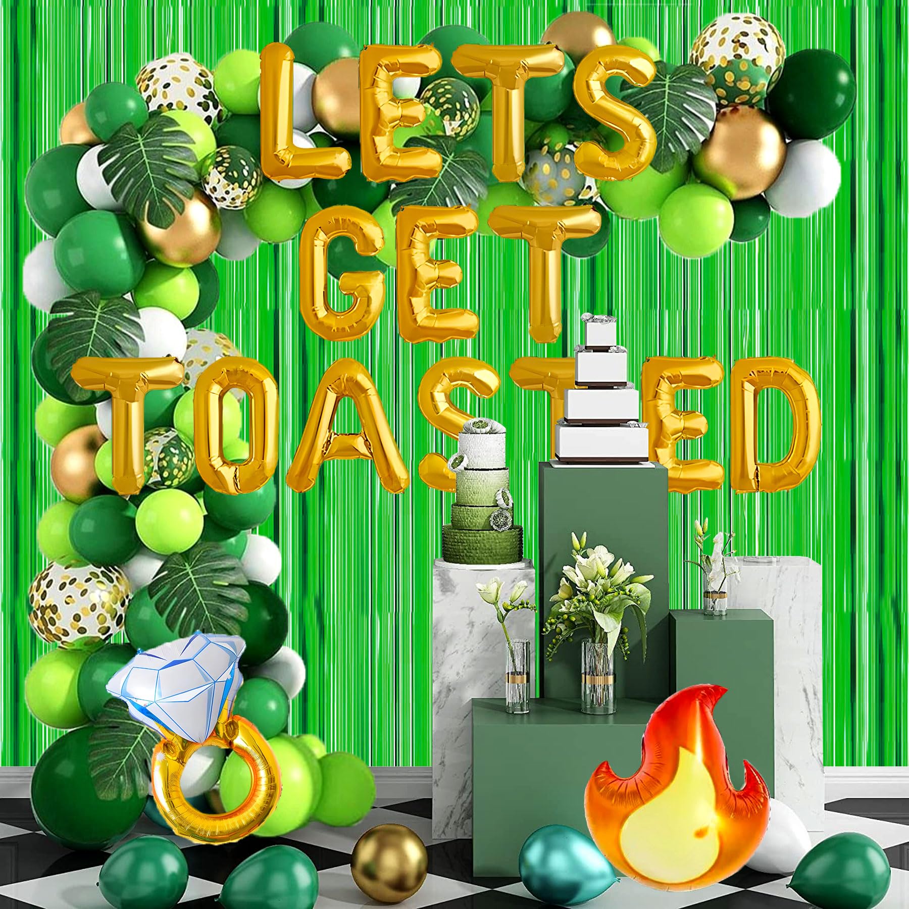 Lets Get Toasted Bachelorette Decor - Camp Bachelorette Party Decorations, Mountain Bachelorette Party, Camping Theme Balloons Banner Curtains Party Supplies for Bridal Shower Engagement Wedding