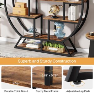 Tribesigns Bookshelf, Round Bookshelves Etagere Bookcase, 63 Inch Industrial Wood Book Shelf with Staggered Shelves, Rustic Open Shelving Organizer Rack Display Shelf for Home Office, Living Room