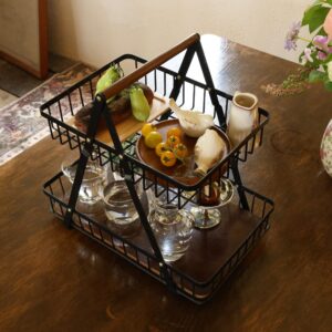 Ronasip 2 Tier Bathroom Countertop Organizer Versatile Bathroom Organizer Basket Fruit Basket Kitchen Countertop Organizer Bread Baskets For Kitchen Counter