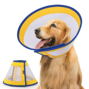 soft dog cone/for dogs after surgery large medium dogs breathable adjustable comefortable dog cone surgical recovery prevents licking biting scratching, dog protector,xl