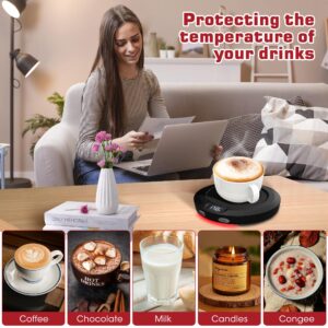 MXMZHXU Mug Warmer, 30W Coffee Mug Warmer with 3 Temp Setting & Ambient Light, 2-12 Timer Smart Cup Warmer for Desk Candle Warmer Plate for Beverage Coffee Tea Milk