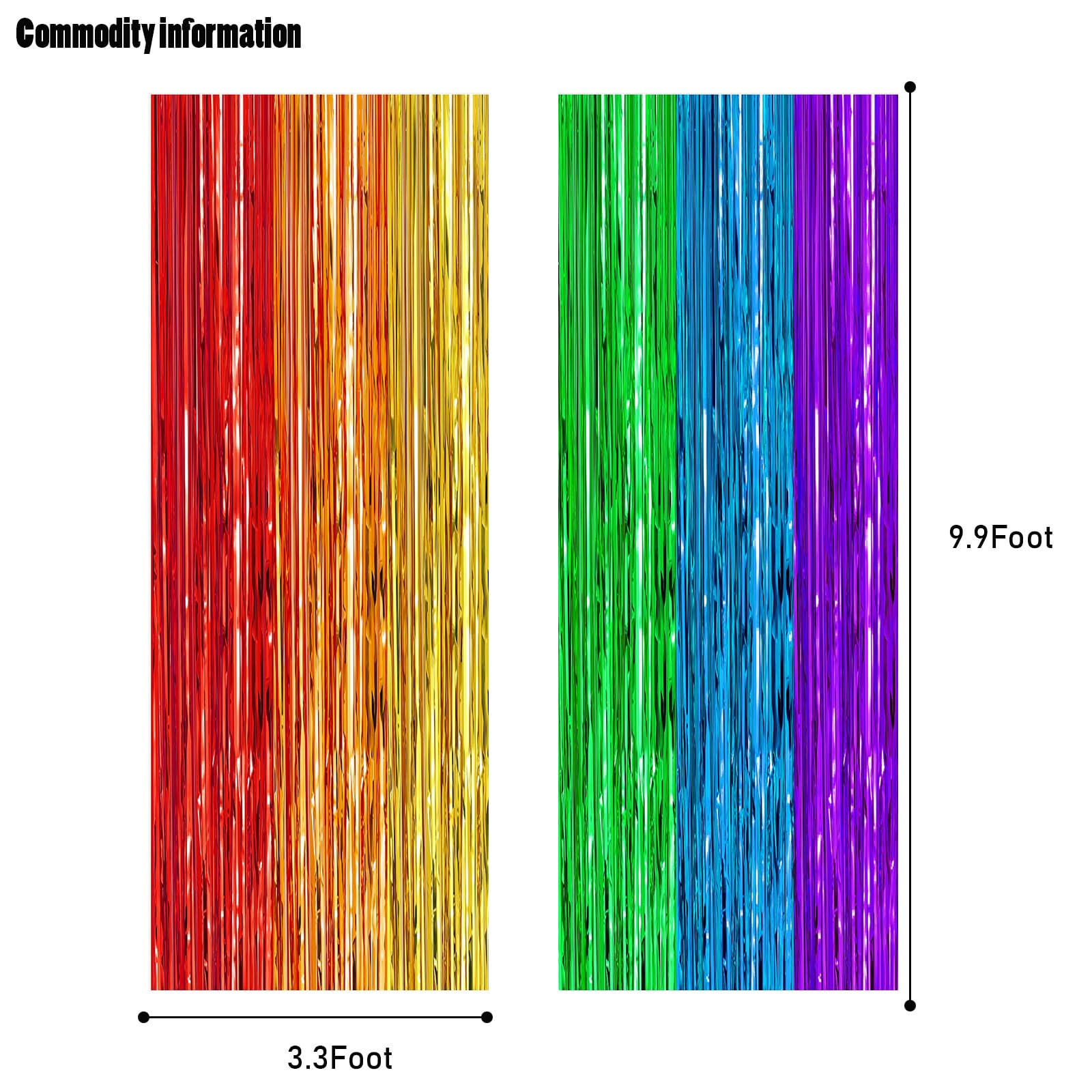 CANREVEL 2 Pack 3.3x8.2 Feet Rainbow Foil Fringe Backdrop Curtains, Tinsel Streamers Birthday Party Decorations, Photo Booth Props Backdrop for Wedding Engagement Bridal Shower Unicorn