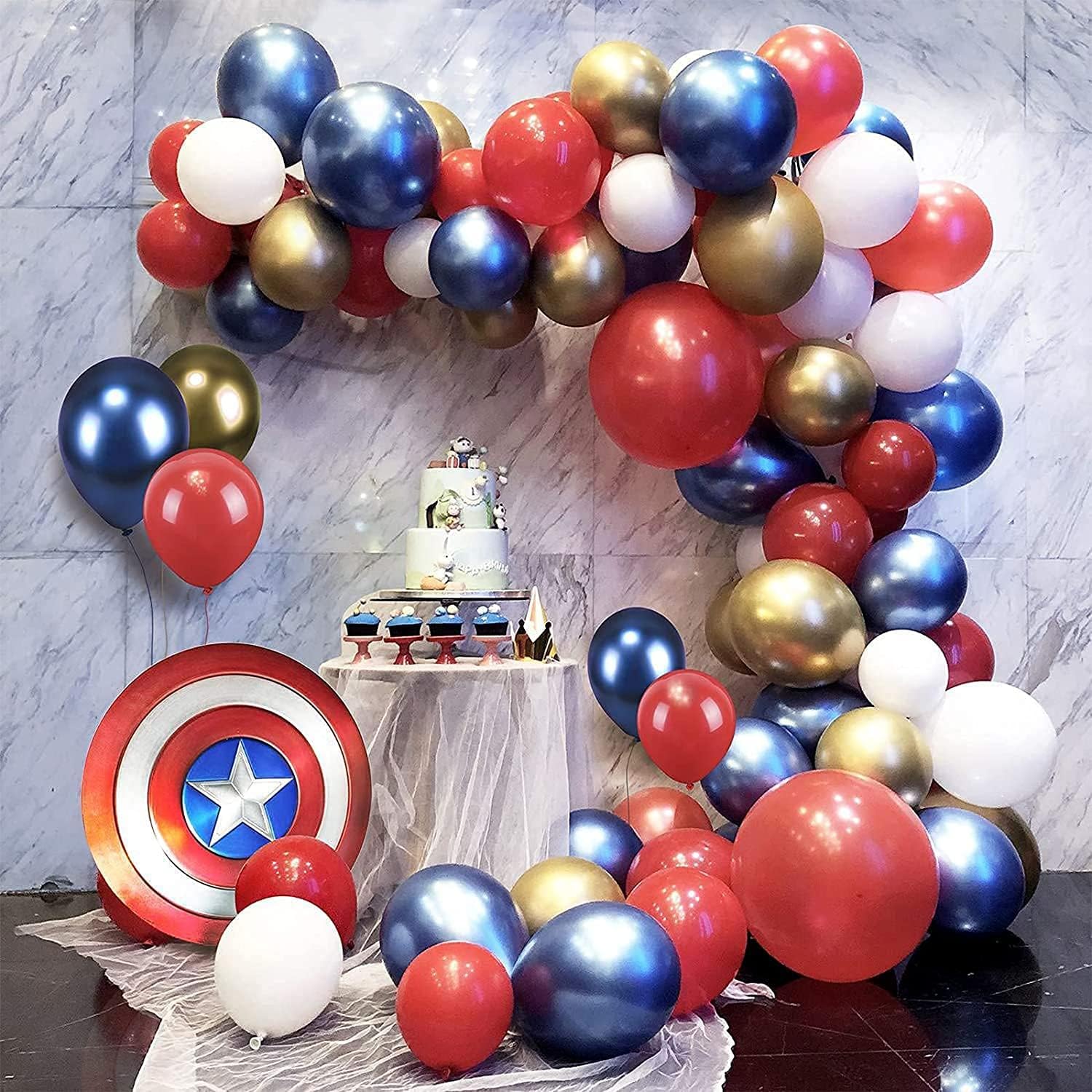 Red Blue and White Balloon Garland Arch Kit,95 pcs Red Blue White Latex and Metallic Balloons Arch Kit for Women Men Boho Birthday Wedding Baby Bridal Shower Party Decorations