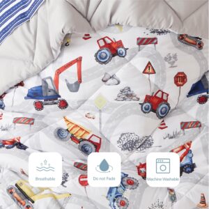 PPOLCA Truck Twin Comforter Set for Boys,5 Pieces Kids Bedroom Bedding Set with Sheets and Pillowcase,Super Soft Lightweight for All Seasons,Car,Machine Washable