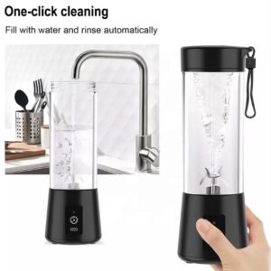 Portable Blender, Mini Personal Blender for smoothies USB Rechargeable On The Go Mixer Electric Blender Personal Size Rechargeable USB, 380Ml Juicer Cup With 6 Blades (Black), Medium