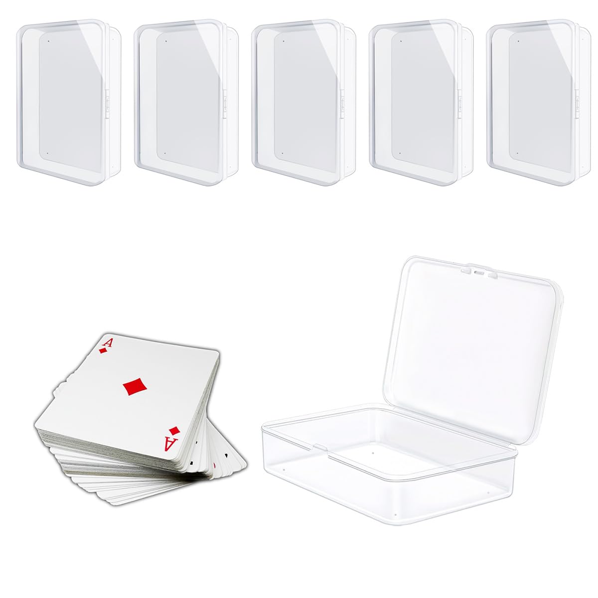 DESSY&BILI 6 Pcs Playing Card Case Plastic Card Case Mini Plastic Storage Containers Box with Lid Clear Rectangle Box for Collecting Small Items, Beads, Game Pieces, Business Cards