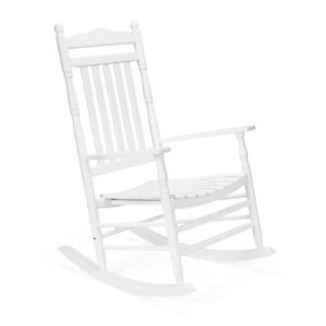 vingli wooden rocking chair outdoor, patio rockers with high back, support 450 lbs rocking chairs, for porch, patio, balcony, garden, yard (white, 1 pc)