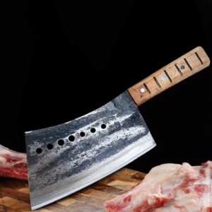 toothgeneric Meat Cleaver,Cleaver Knife 8.5 Inch Manganese Steel Butcher Knife Handmade Forged Chinese Cleaver Chopping Knife Meat Bone Cutting Thickening Kitchen Chef Knife, LAMAJIGA5844