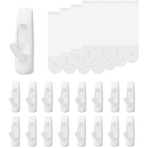 utility wall hooks for hanging medium 16 hooks, damage free hanging wall hooks with adhesive strips, heavy duty adhesive hooks damage free for key holder, coat, door, shower hanging