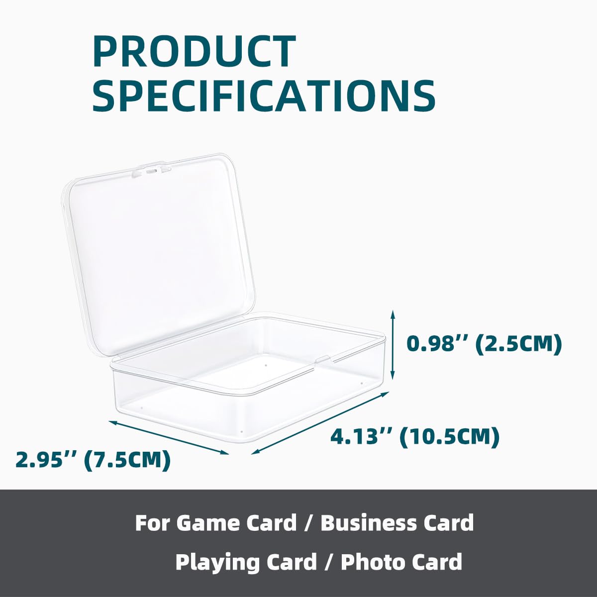 DESSY&BILI 6 Pcs Playing Card Case Plastic Card Case Mini Plastic Storage Containers Box with Lid Clear Rectangle Box for Collecting Small Items, Beads, Game Pieces, Business Cards