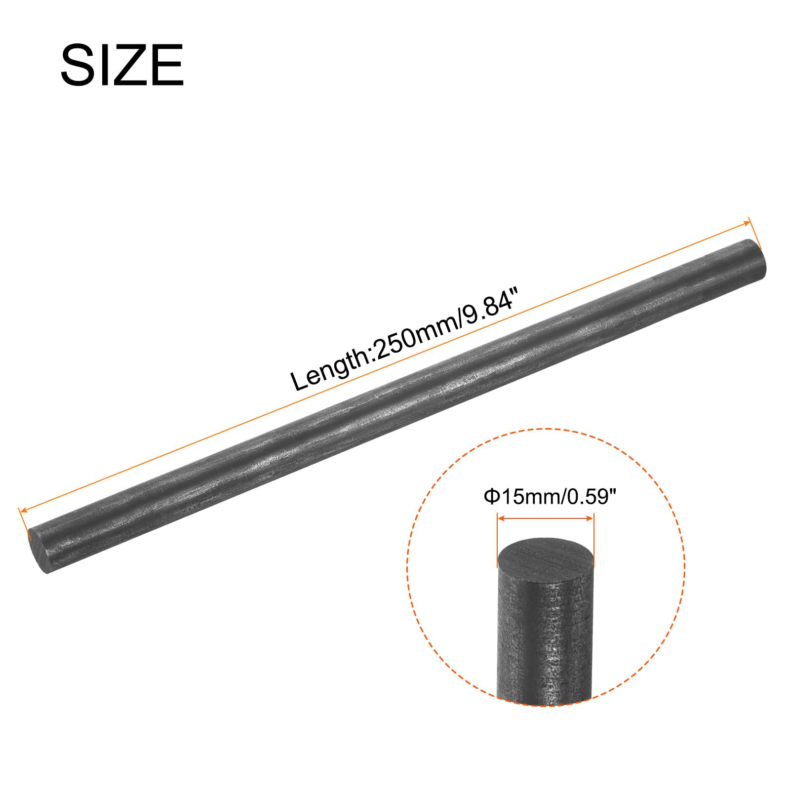 MECCANIXITY Graphite Rod, Graphite Stirring Rod Cylinder Stick Carbon Rod 250x15mm Black for Electrode, Melting Casting, Crucibles, Pack of 3