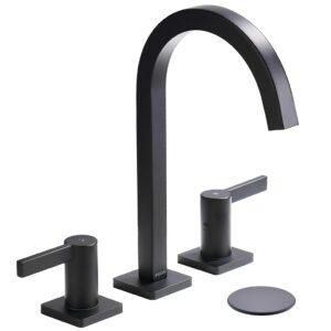 indare bathroom faucets， black bathroom faucet， lead-free brass widespread bathroom faucets for sink 3 hole，8 inch bathroom sink faucet with pop-up drain & supply lines，110104-eb