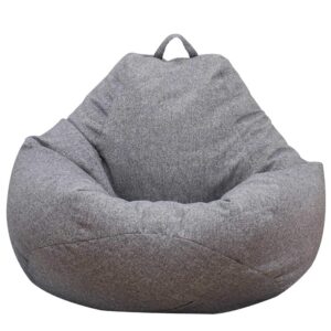 bean bag chair sofa cover(no filler),comfortable outdoor lazy seat bag,couch cover without filler for adults kids,soft tatami chairs covers suitable for home garden living room (grey, medium)