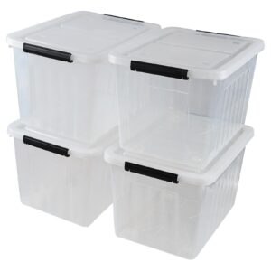 hayixia 50 lplastic storage bin on wheels, pack of 4 large latching container box, clear