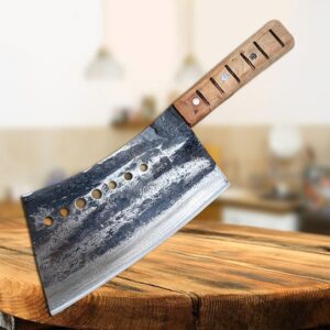 toothgeneric meat cleaver,cleaver knife 8.5 inch manganese steel butcher knife handmade forged chinese cleaver chopping knife meat bone cutting thickening kitchen chef knife, lamajiga5844