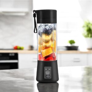 Portable Blender, Mini Personal Blender for smoothies USB Rechargeable On The Go Mixer Electric Blender Personal Size Rechargeable USB, 380Ml Juicer Cup With 6 Blades (Black), Medium