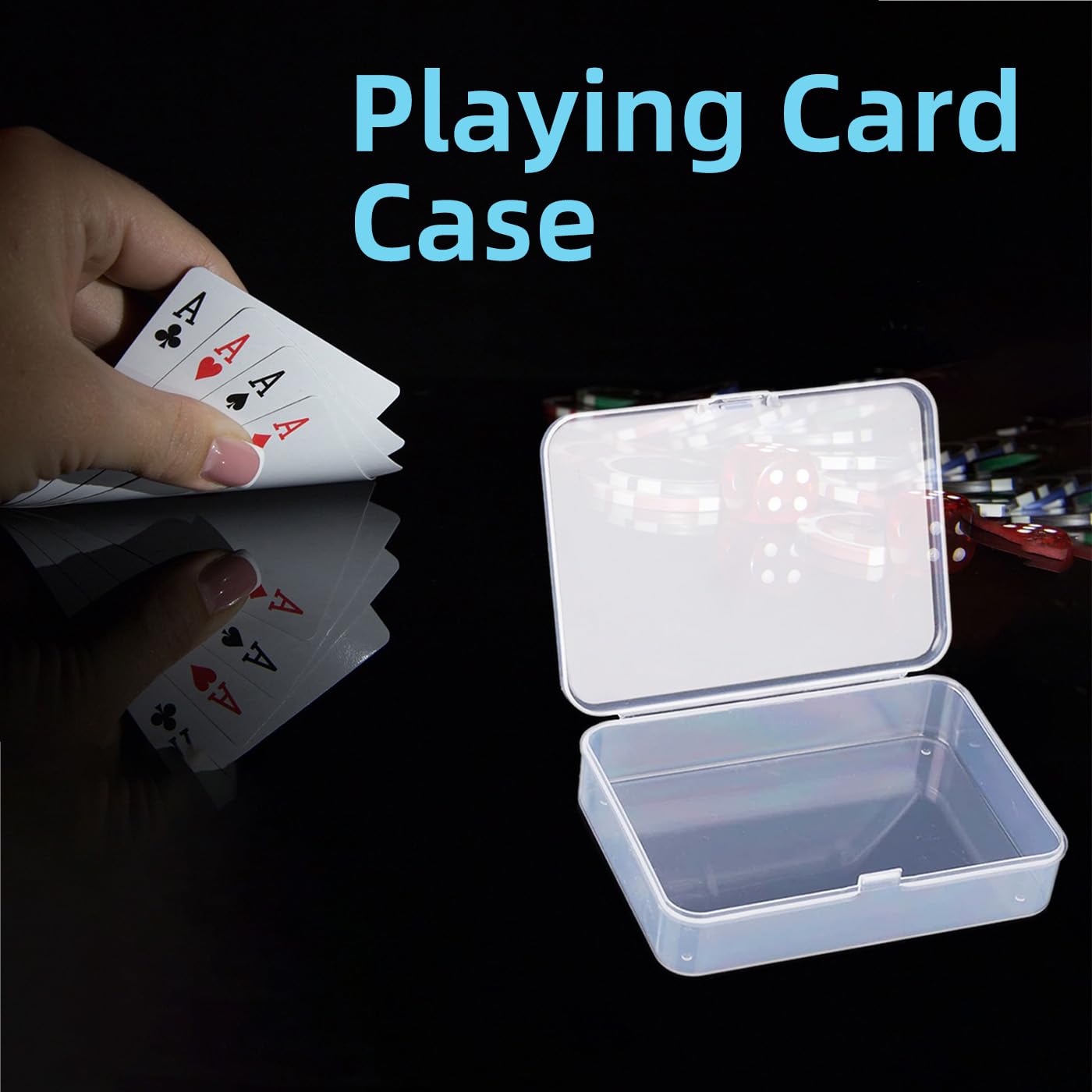 DESSY&BILI 6 Pcs Playing Card Case Plastic Card Case Mini Plastic Storage Containers Box with Lid Clear Rectangle Box for Collecting Small Items, Beads, Game Pieces, Business Cards