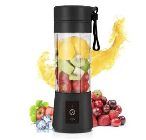 portable blender, mini personal blender for smoothies usb rechargeable on the go mixer electric blender personal size rechargeable usb, 380ml juicer cup with 6 blades (black), medium