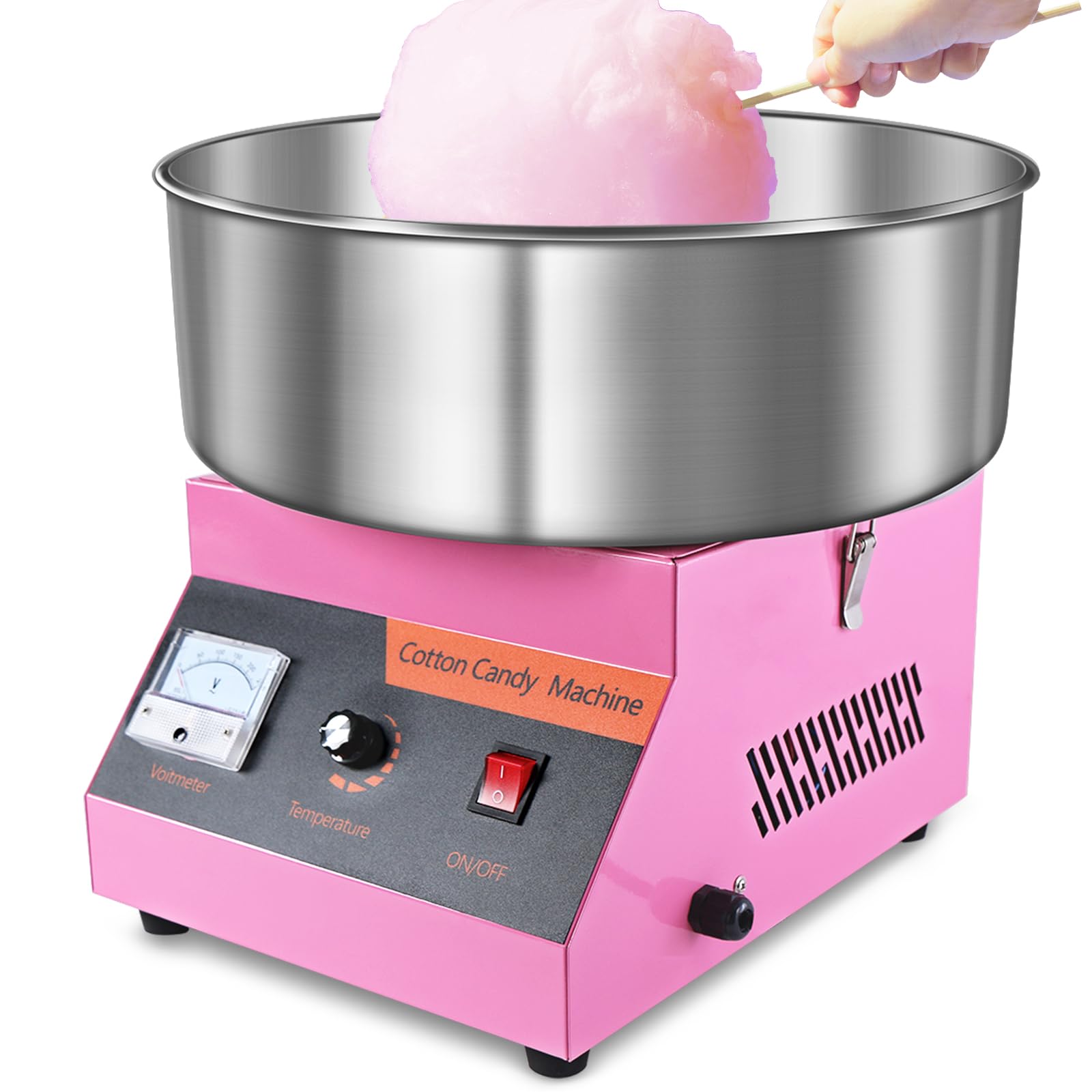 Cotton Candy Machine Commercial, 1000W Efficiently Cotton Candy Maker Machine with Stainless Steel Bowl, Sugar Scoop, Easy & Safe to Use, Candy Floss Maker for Kids, Home, Party, Birthday, Festival