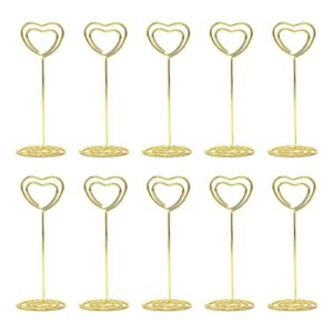 12 pcs heart metal place card holder stands table number display stands table wire photo holders memo clip holder wedding table card stands golden