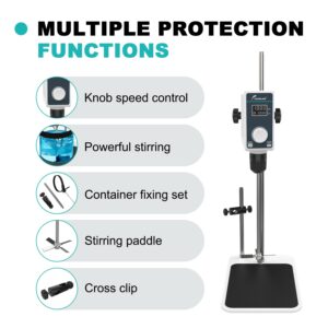 JOANLAB Overhead Stirrer Set 20L 20000 mPas Digital Overhead Mixer Lab Stirrer w/Stirring Rods 100-1500RPM Timing 1min-24h (Stand Included)