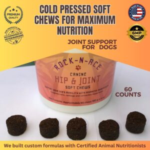 Rock-N-Ace Premium Canine Hip & Joint Support Supplement for Dogs | Glucosamine & Chondroitin MSM Large Dogs Chews | Advanced Mobility Support| Extend Joint Care for Dogs |Vet Recommended | 60 Count