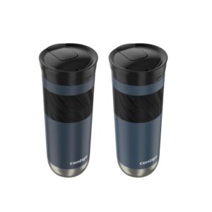 contigo byron 2.0 stainless steel travel mug with snapseal lid and grip, 20 oz, 2-pack, blueberry; midnight berry