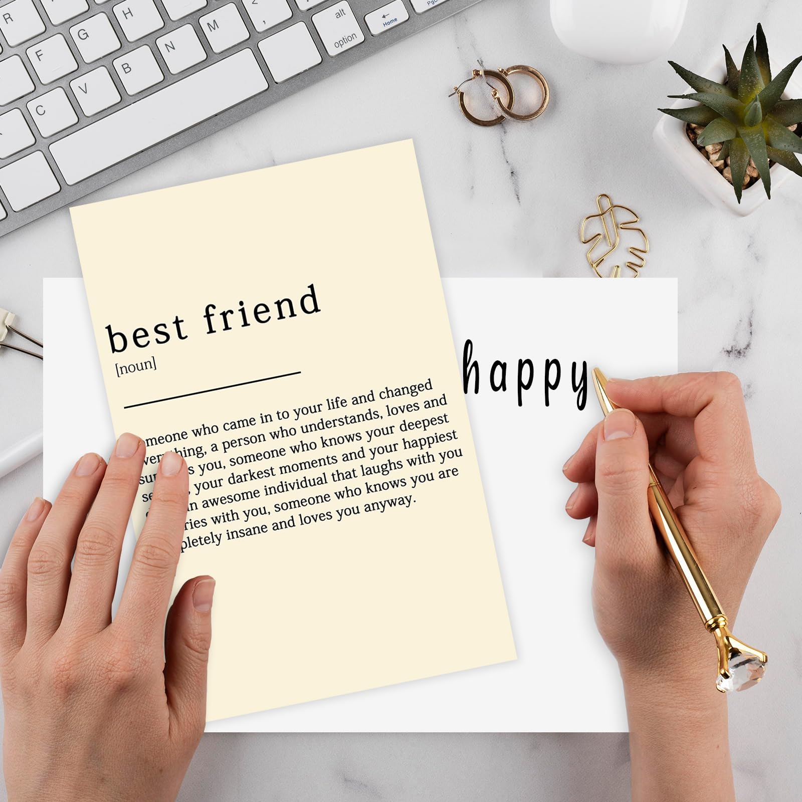 mmuue Funny Best Friend Birthday Card for Women Men, Happy Birthday Gifts for Best Friend Bestie, Sweet Friendship Thank you Card for Him Her