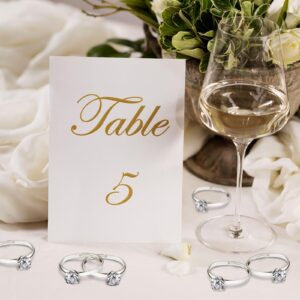 Naler Bridal Shower Rings 36 Packs Silver Diamond Engagement Rings for Wedding Table Decorations, Party Favors