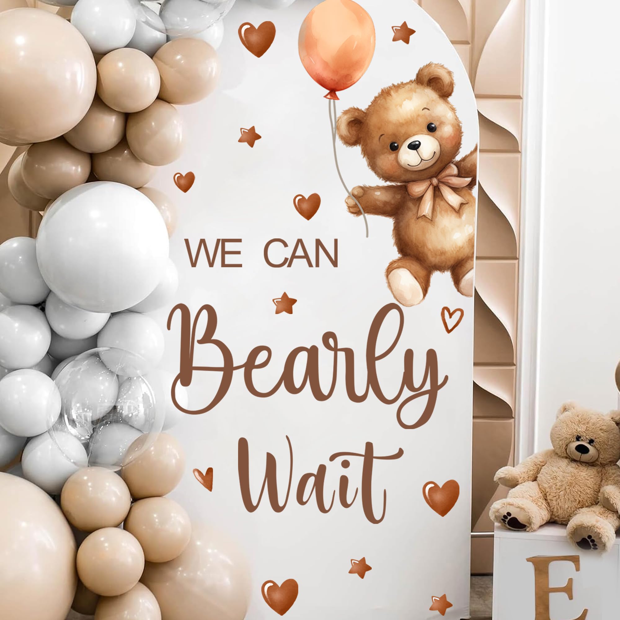 Baby Shower Sign Decorations Decal We Can Bearly Wait Sign for Backdrop Gender Reveal Party Decoration for Balloon Arch Boy or Girl Sticker Baby Bear Welcome Signs for Pregnancy Party Photo Background