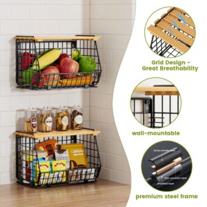 GGIU Wire Fruit Basket for Kitchen Storage: Hanging Fruit Basket for Kitchen Stackable Counter Basket for Vegetable Produce - Counter Potato and Onion Storage for Pantry 3 Pack