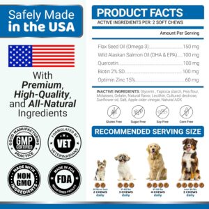 (2 Pack) Omega 3 Fish Oil for Dogs - 170 Chews - Skin and Coat Supplement - Omega 3 for Dogs - Dry & Itchy Skin Relief Treatment - Allergy Support Dog Anti Shedding Treats - Salmon - Chicken Flavor