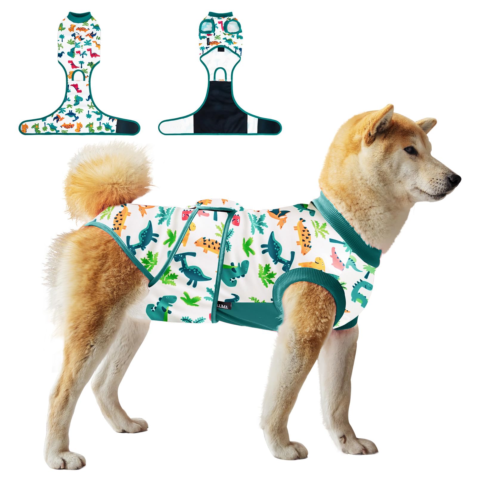 V.PET.B.R Dog Surgery Recovery Suit,Female Male Dog Onesie for Spay Neuter,Substitute E-Collar & Cone,Anti-Licking Breathable Onesie for Small Medium Large Dogs,Dinosaur S