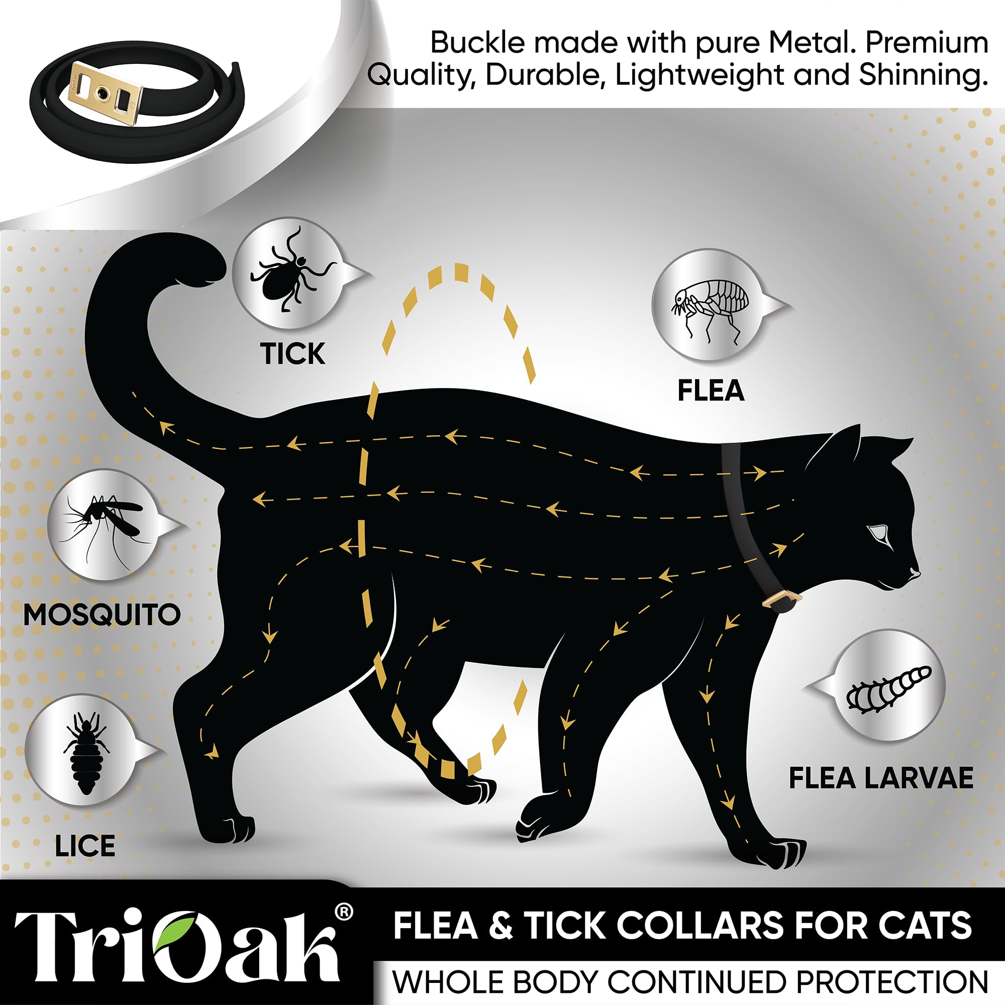 Trioak Flea Collar for Cats: 4 Pack Cat Flea Collar - Flea and Tick Collar for Cats - Cat Flea and Tick Collar - Kitten Flea Collar, 4 Pack