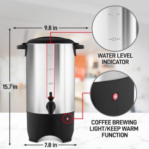 Zulay Commercial Coffee Maker Stainless Steel - 40 Cup Coffee Urn With Twist-Lock Lid & Cool-Touch Handles - Quick-Brewing Coffee Maker With Keep-Warm Mode For Events & Catering